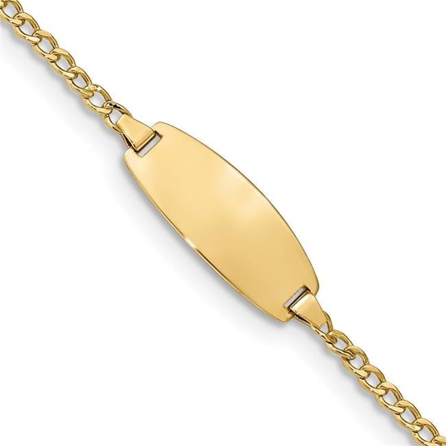 Primal Gold 14 Karat Yellow Gold Semi-Solid Oval Curb ID Bracelet ...