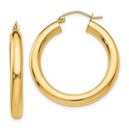 Primal Gold 14K Yellow Gold 4mm Lightweight Tube Hoop Earrings ...