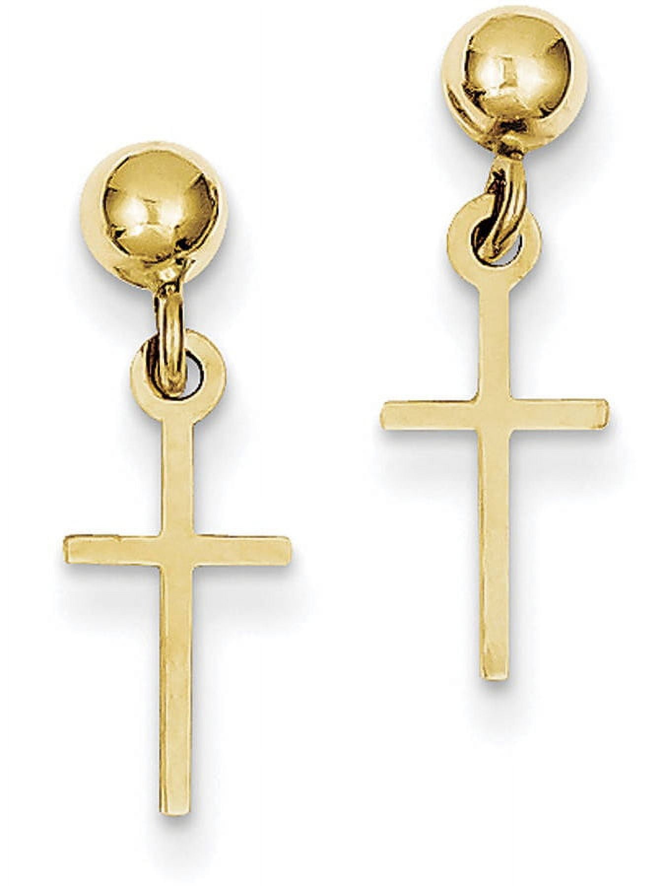 Primal Gold 14K Yellow Gold Cross Dangle Post Earrings - Walmart.com