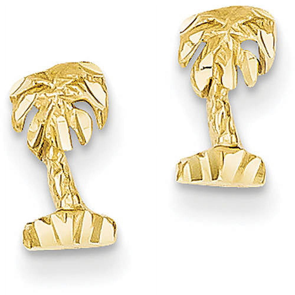 Primal Gold 14K Yellow Gold Diamond Cut Palm Tree Earrings - Walmart.com