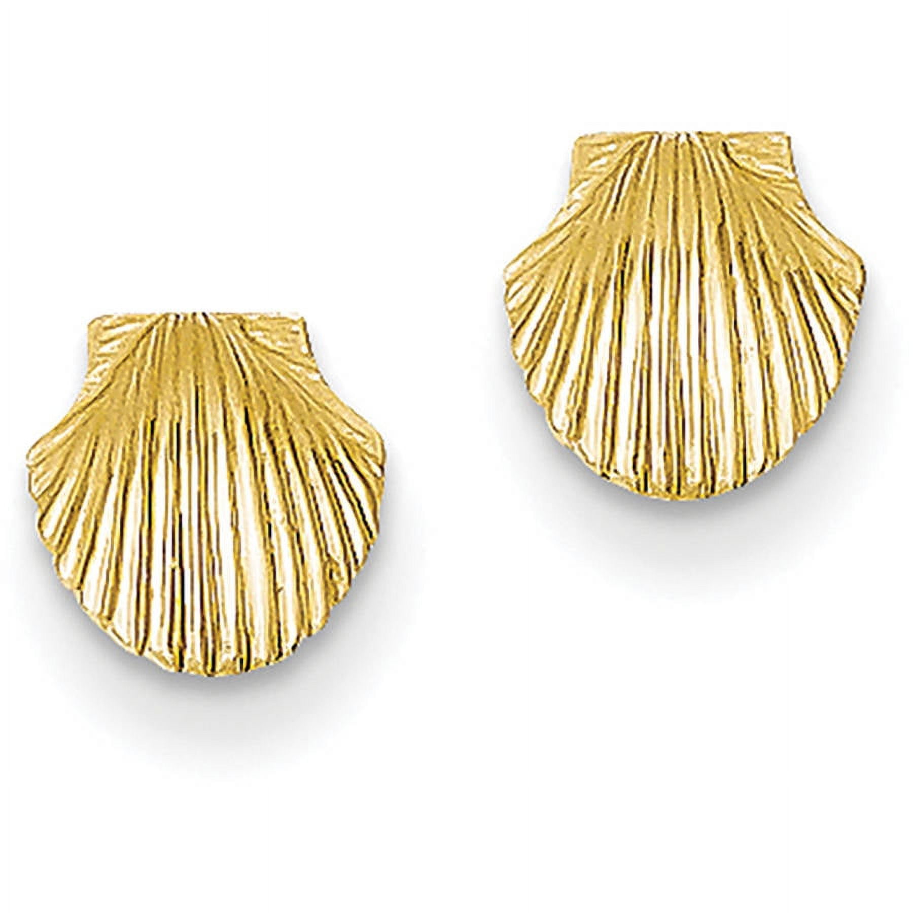 Primal Gold 14K Yellow Gold Mini Scallop Shell Post Earrings - Walmart.com