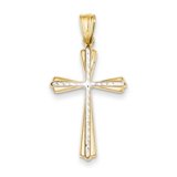 Primal Gold 14K Yellow Gold with Rhodium Diamond Cut Cross Pendant ...
