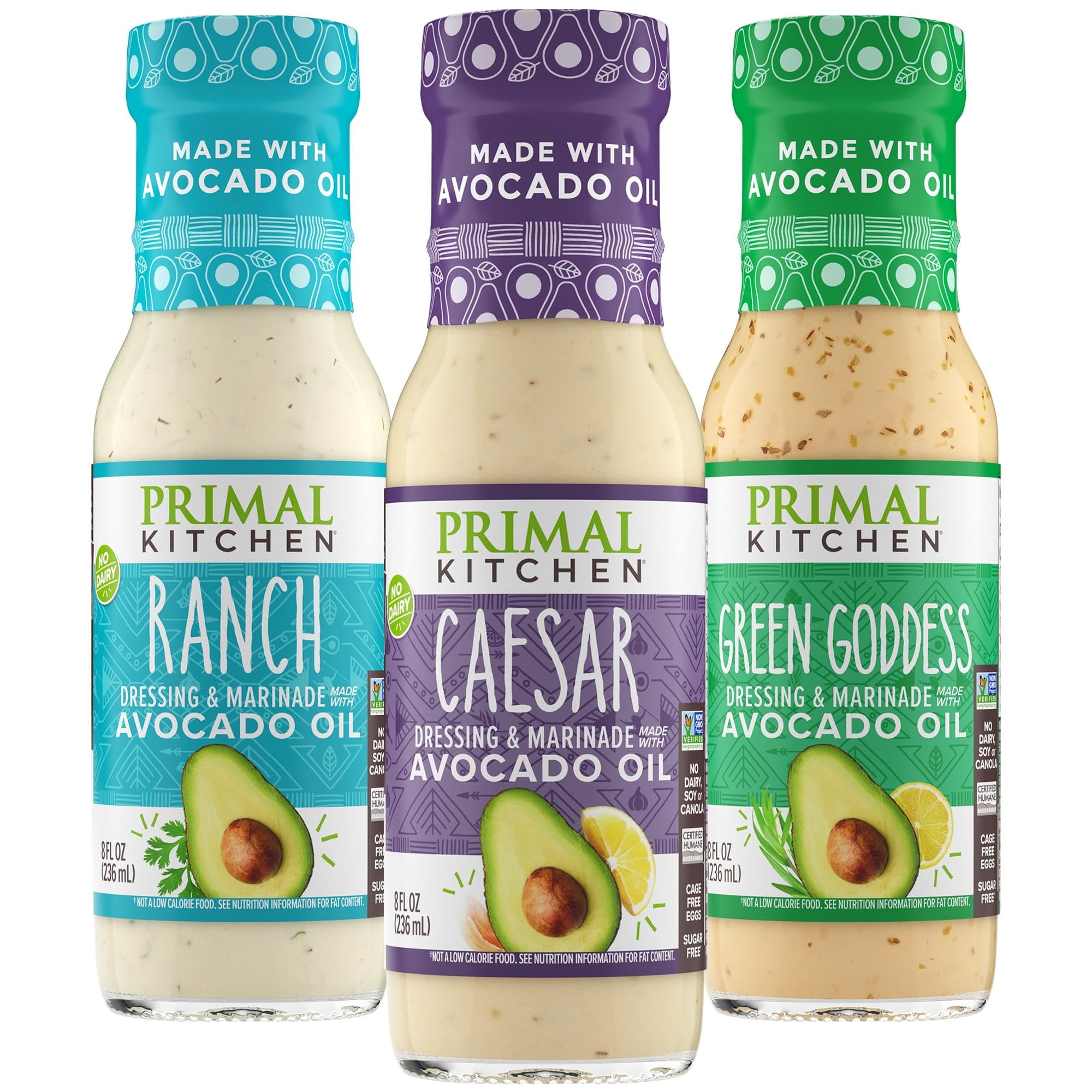 Primal Kitchen Ranch Dressing, Caesar Dressing, and Green Goddess ...