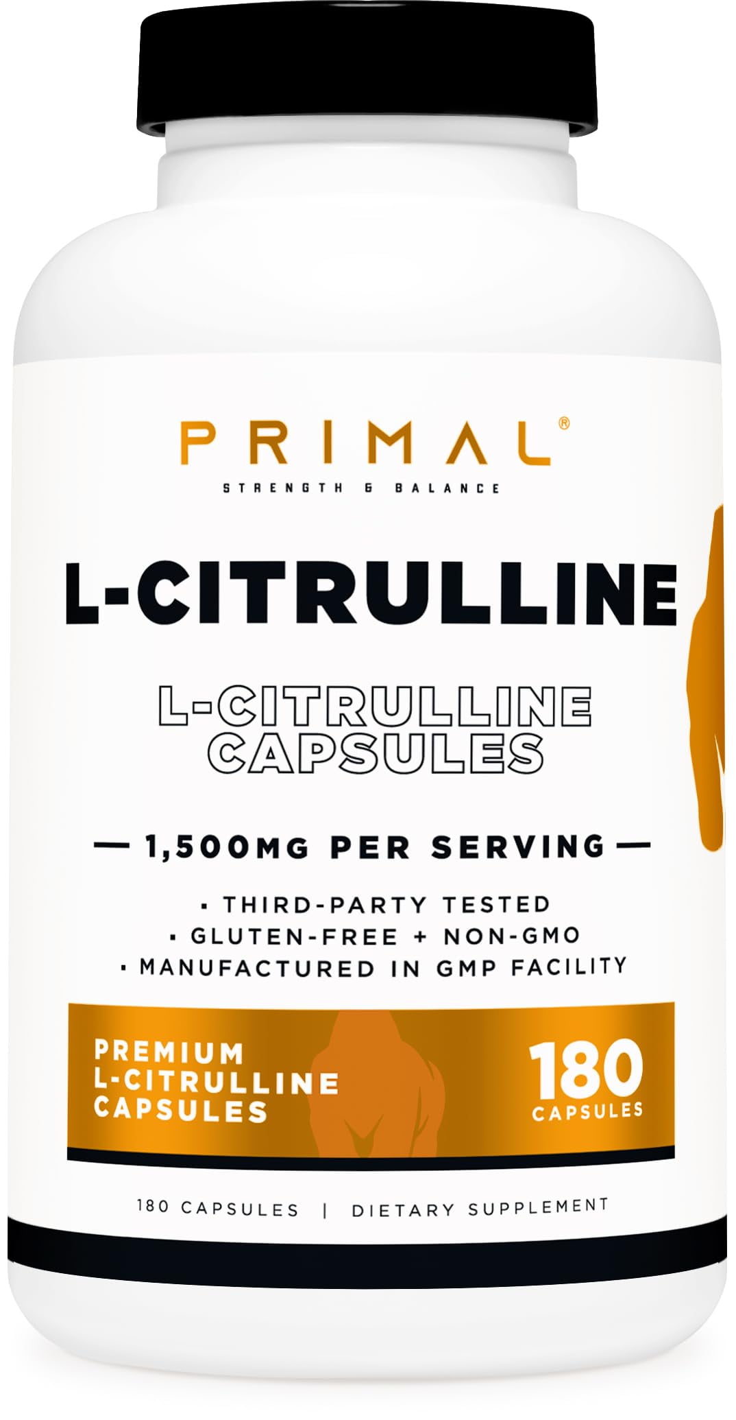 Primal L-Citrulline Capsules (180 Capsules / 1,500 mg Per Serving ...