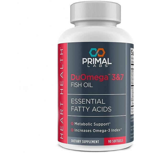 Primal Labs DuOmega 3&7 Fish Oil Supplement with Omega 3 - 90 Count ...