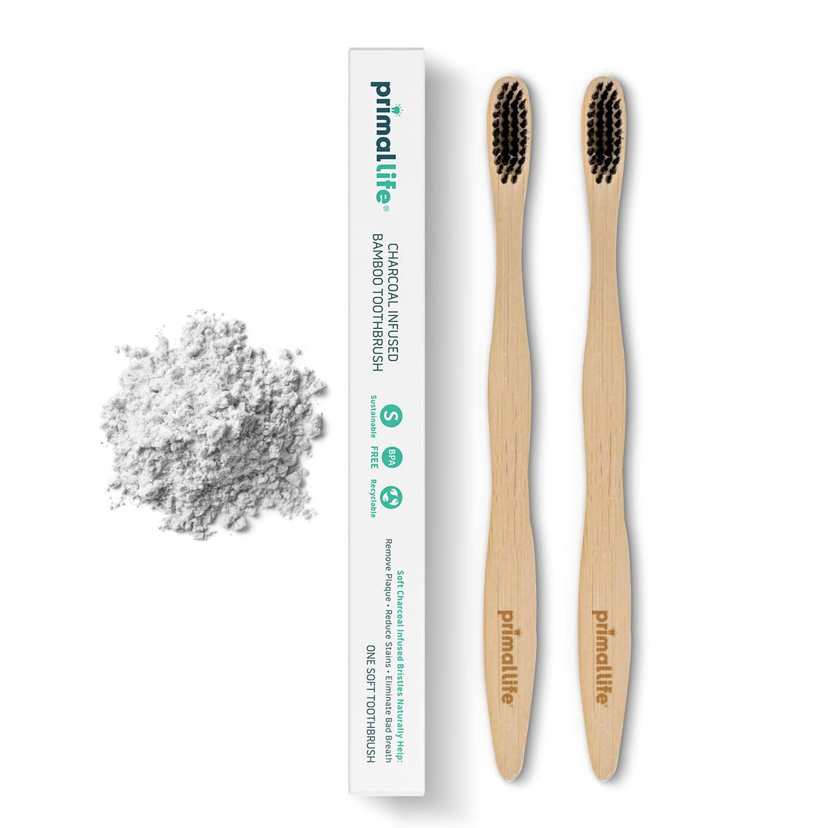 Primal Life Organics - Charcoal Toothbrush, Made with Charcoal & Bamboo ...