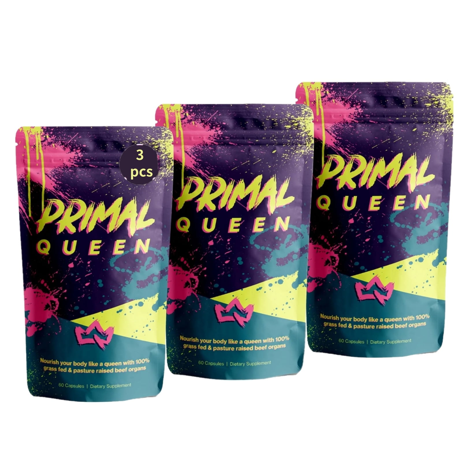 Primal Queen Beef Organ Superfood - 3 Pack (60 Caps Each) - Ancestral ...