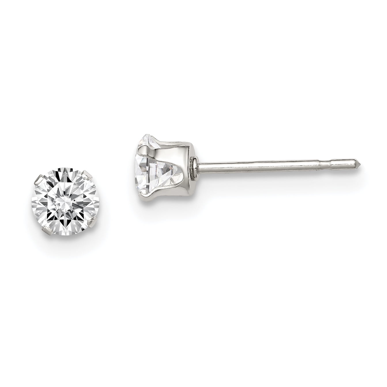 Primal Silver Sterling Silver 4mm Round Snap Set Cubic Zirconia Stud Earrings - Walmart.com