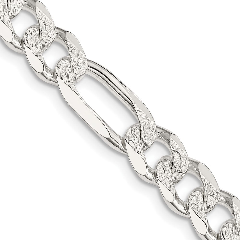 Primal Silver Sterling Silver 8mm Pave Flat Figaro Chain - Walmart.com