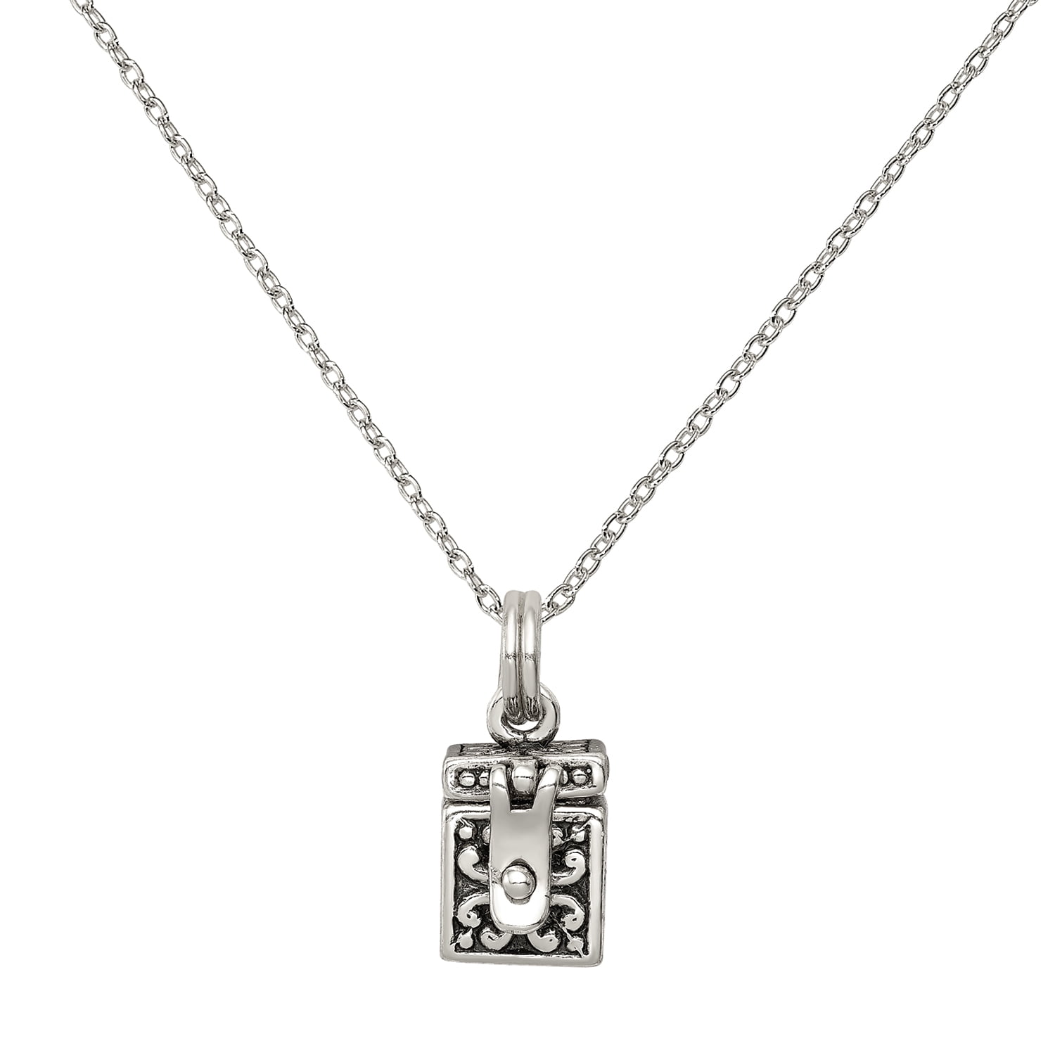Primal Silver Sterling Silver Angel Prayer Box Charm on 18-inch ...