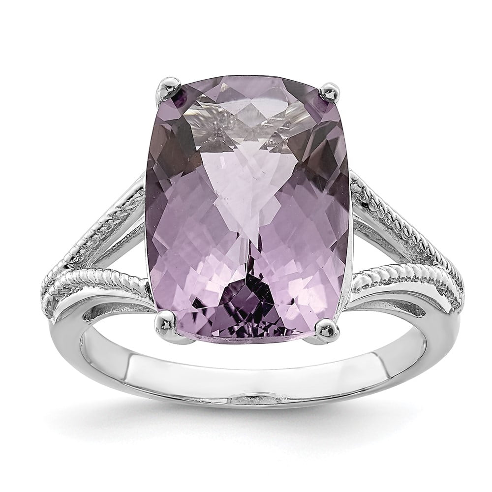 Primal Silver Sterling Silver Checker Cut Pink Quartz Ring - Walmart.com