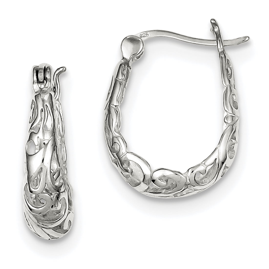 Primal Silver Sterling Silver Filigree Oval Hoop Earrings - Walmart.com