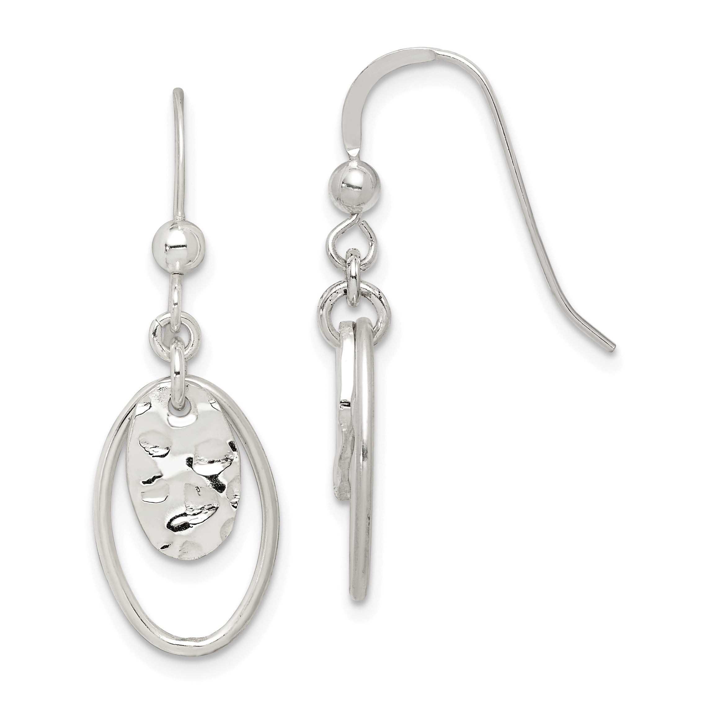 Primal Silver Sterling Silver Hammered Oval Dangle Earrings - Walmart.com