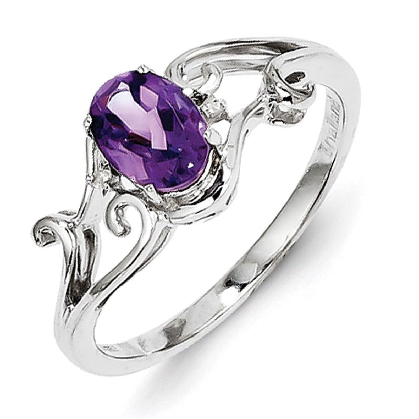 Primal Silver Sterling Silver Rhodium Diamond and Amethyst Oval Ring ...