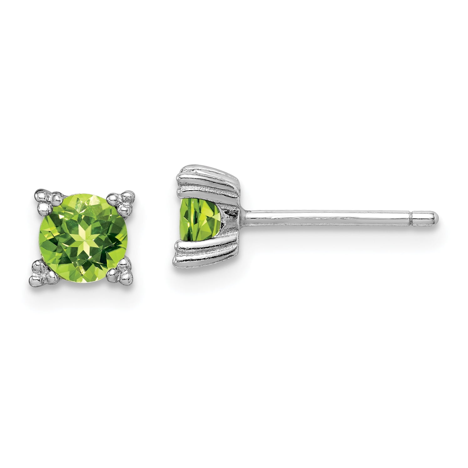 Primal Silver Sterling Silver Rhodium Round 5mm Peridot Post Earrings ...