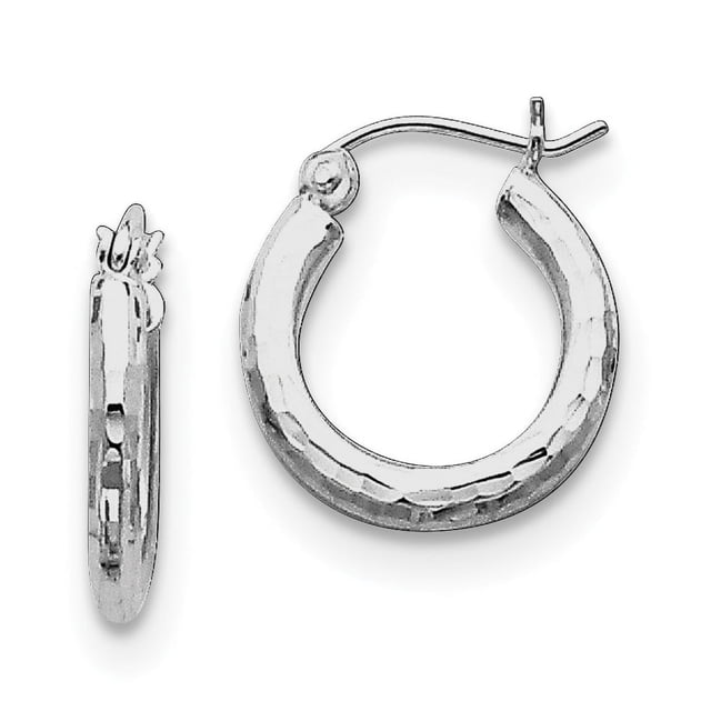 Primal Silver Sterling Silver Rhodium-plated 2.25mm Diamond-cut Hoop ...