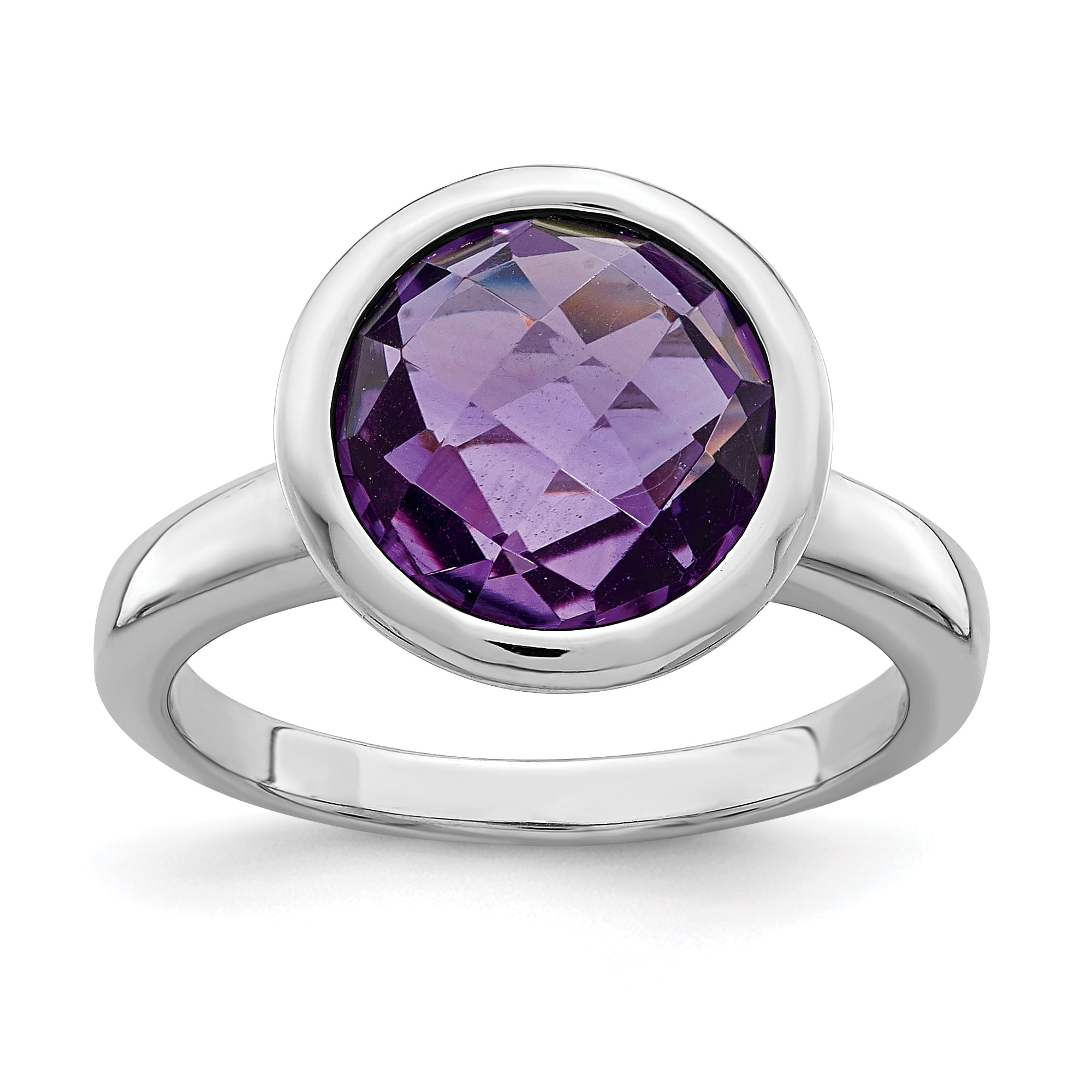 Primal Silver Sterling Silver Rhodium-plated Amethyst Ring - Walmart.com