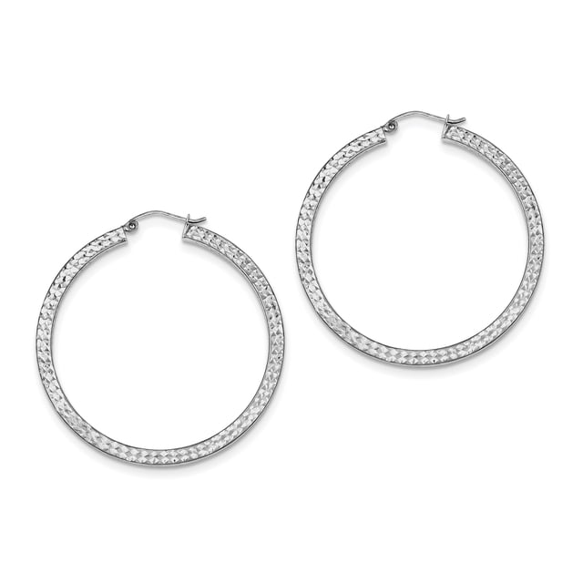Primal Silver Sterling Silver Rhodium-plated Diamond-cut 3x45mm Square ...