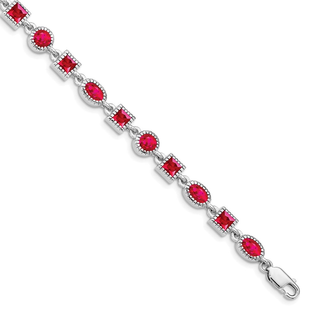 Primal Silver Sterling Silver Rhodium-plated Ruby Bracelet - Walmart.com
