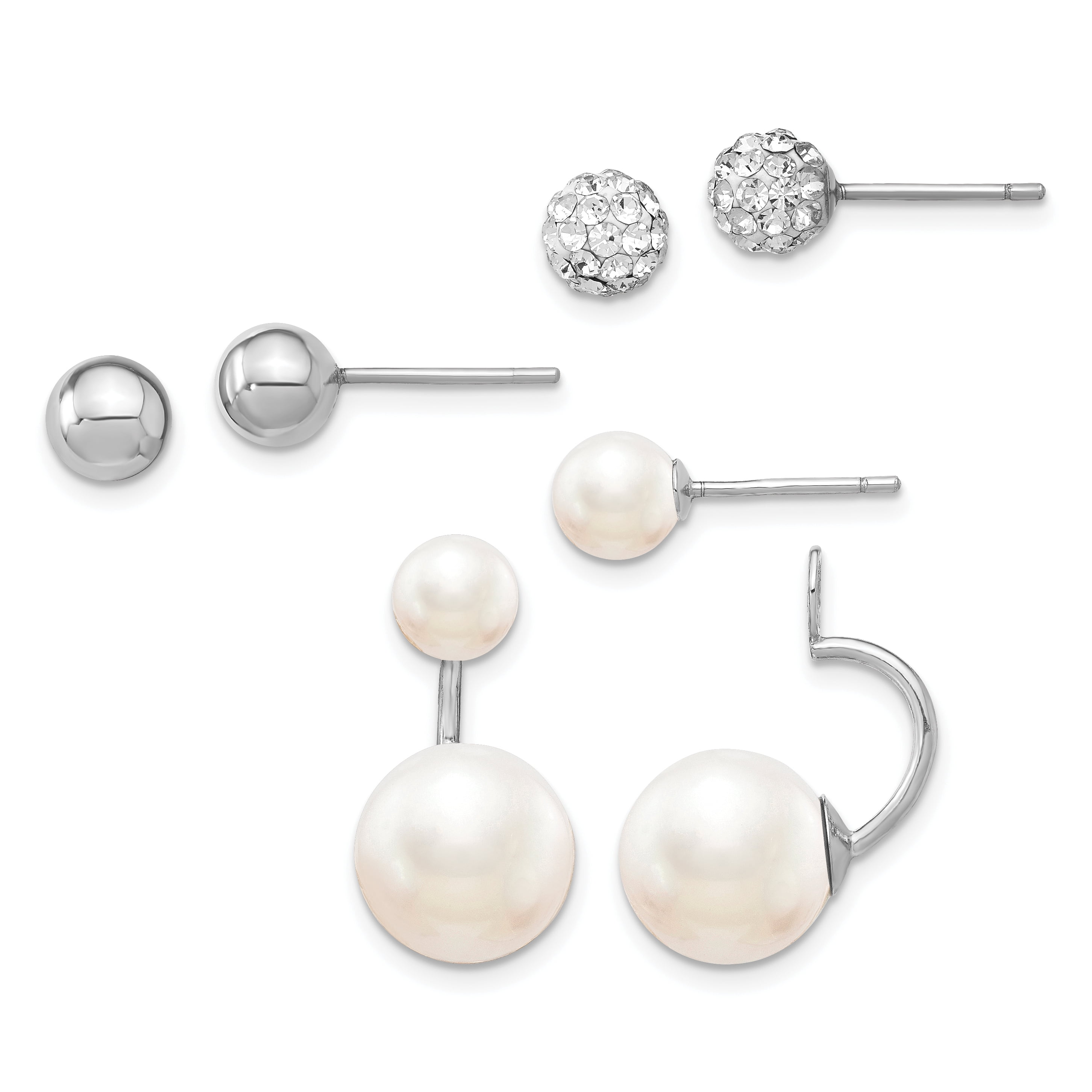 Primal Silver Sterling Silver Rhodium-plated Set of 3 Mother Of Pearl ...