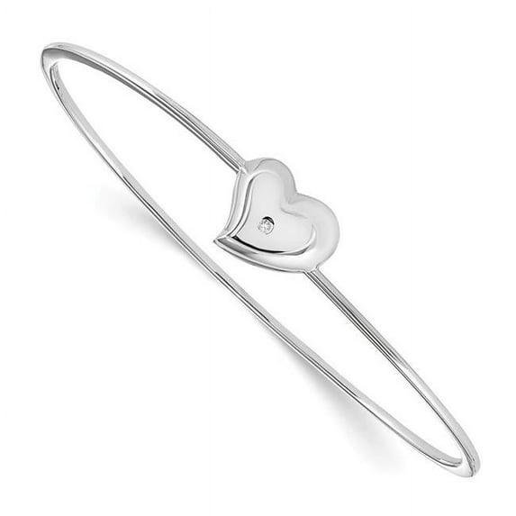 Primal Silver Sterling Silver Satin and Polished Diamond Heart Bangle ...