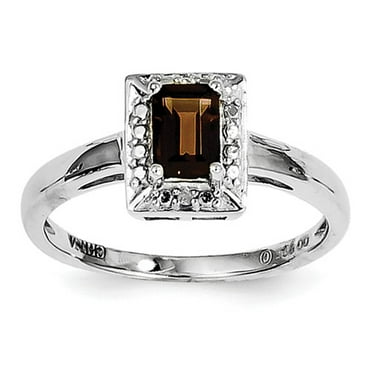 Primal Silver Sterling Silver Rhodium Peridot and Diamond Ring ...