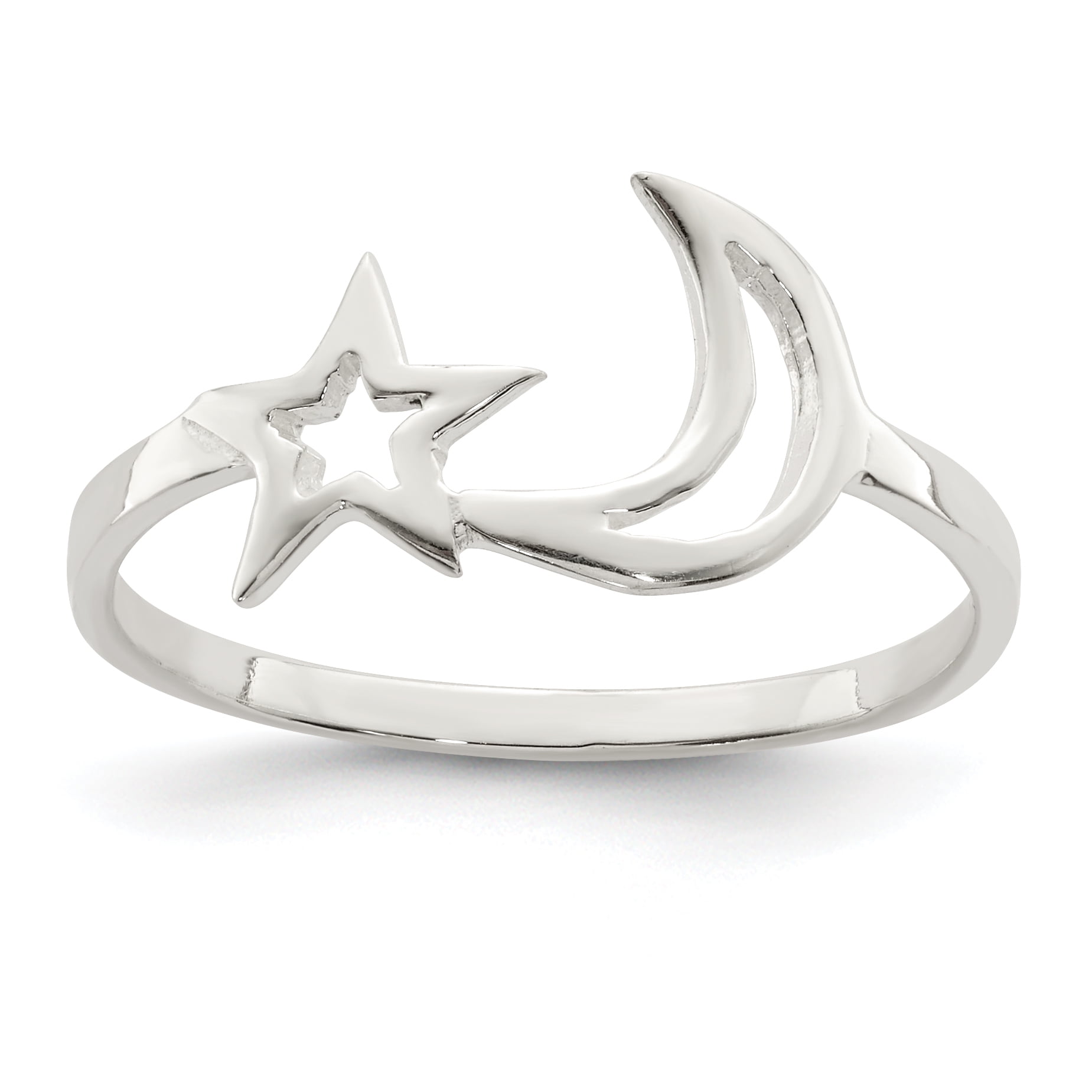 Primal Silver Sterling Silver Star and Moon Ring - Walmart.com
