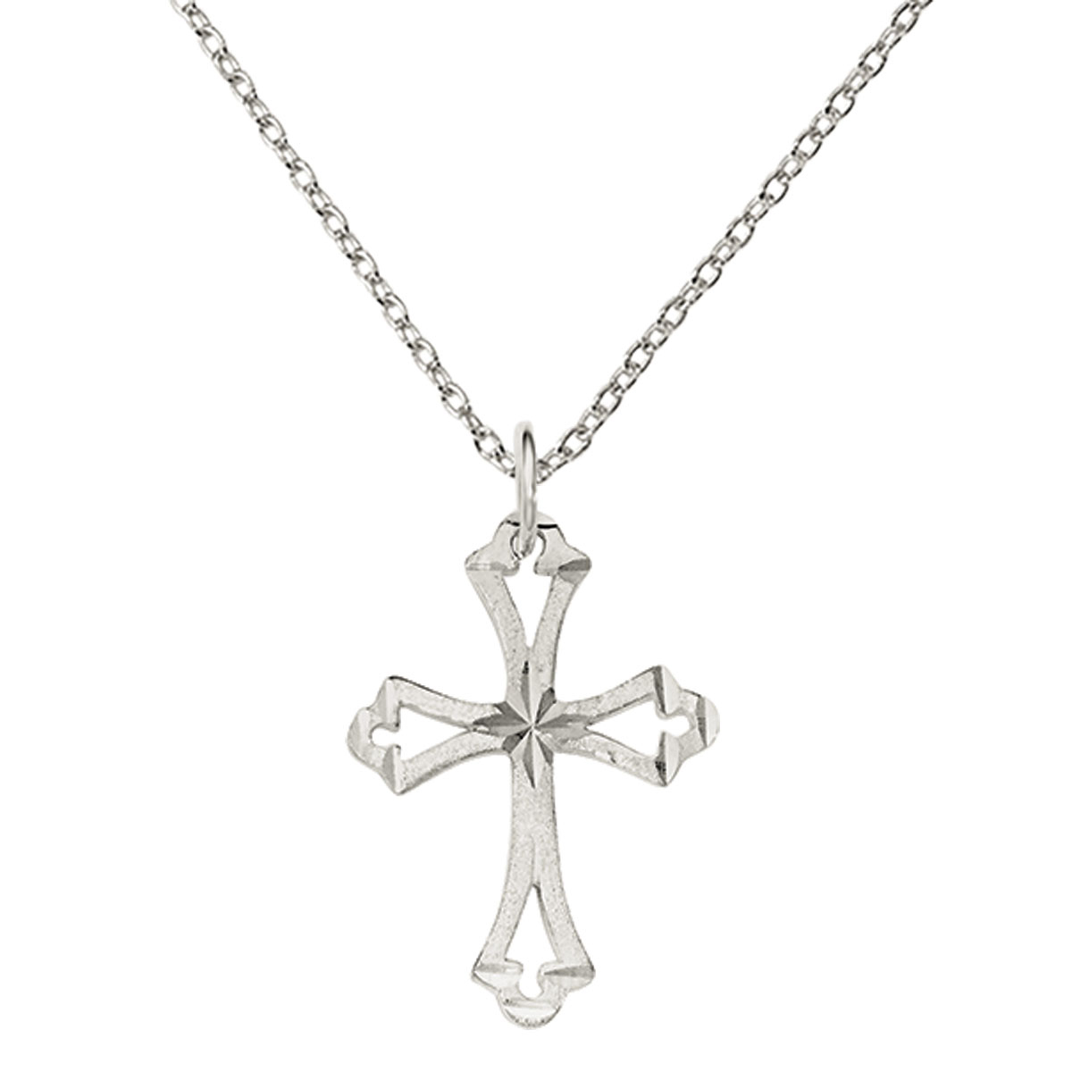 Primal Silver Sterling Silver Textured Diamond-cut Laser-cut Cross ...