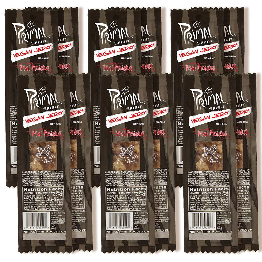 Primal Spirit Vegan Jerky IFF17 - “Classic Flavor” - Thai Peanut, 10 g ...