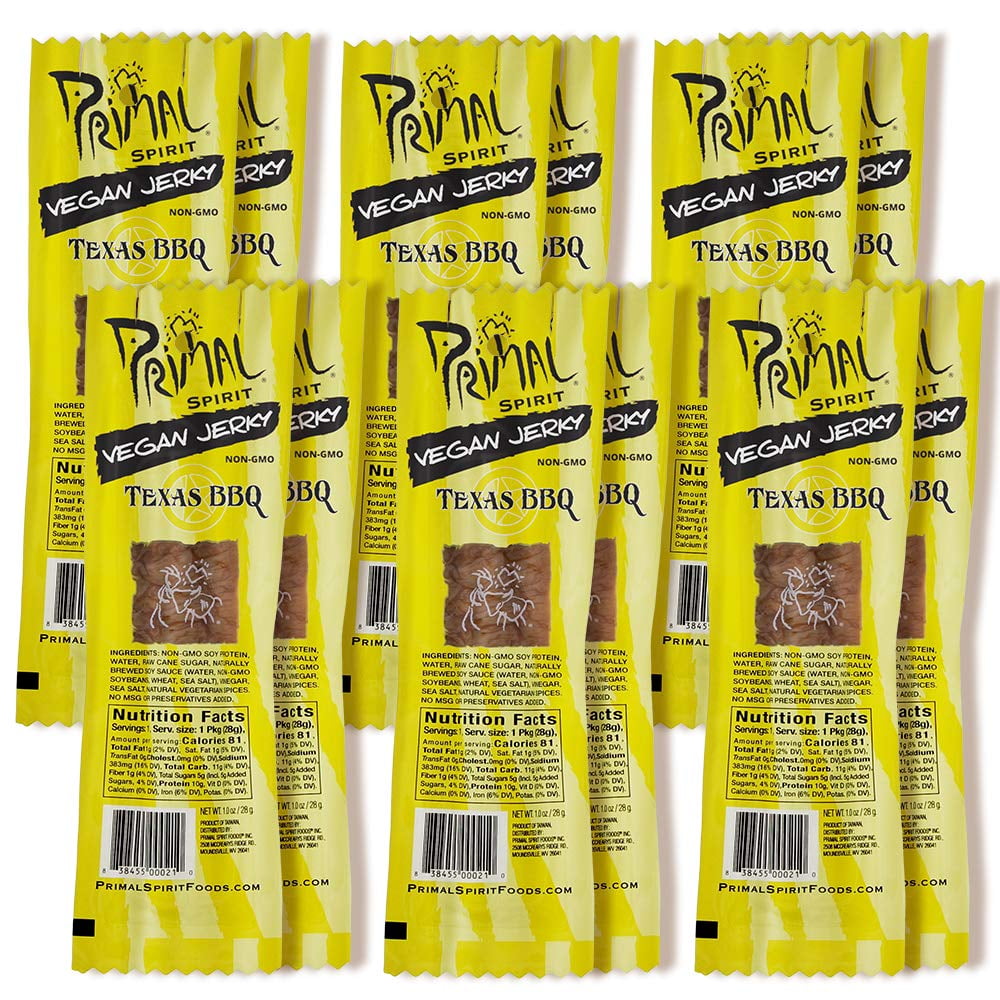 Primal Spirit Vegan Jerky IRF13 - “Classic Flavor” - Texas BBQ, 10 g ...