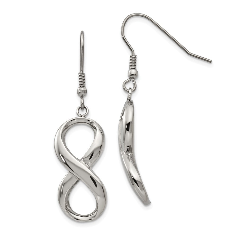Primal Steel Stainless Steel Infinity Symbol Shepherd Hook Earrings ...