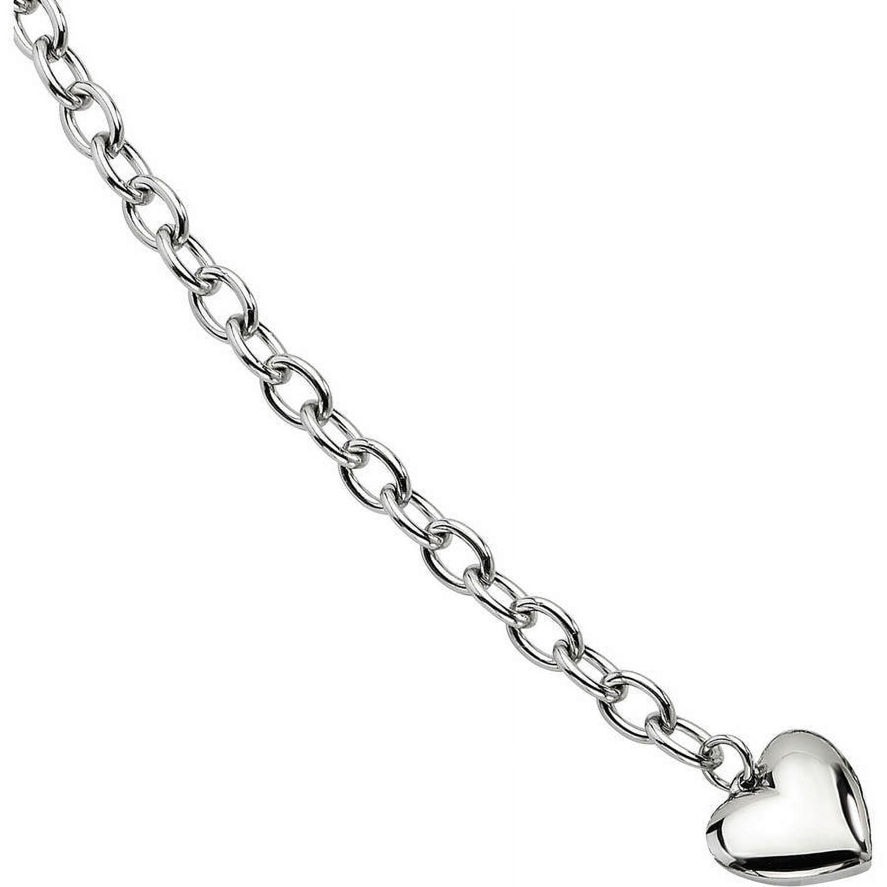Primal Steel Stainless Steel Open Link with Heart Dangle 8.5 inch ...
