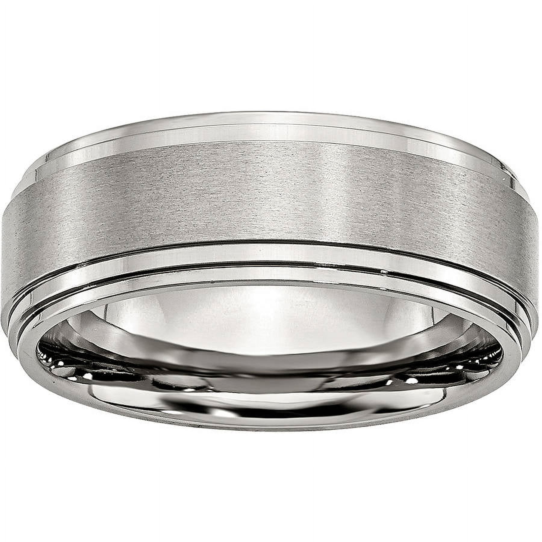 Primal Steel Stainless Steel with Brushed Center 8mm Ridged Edge Band ...