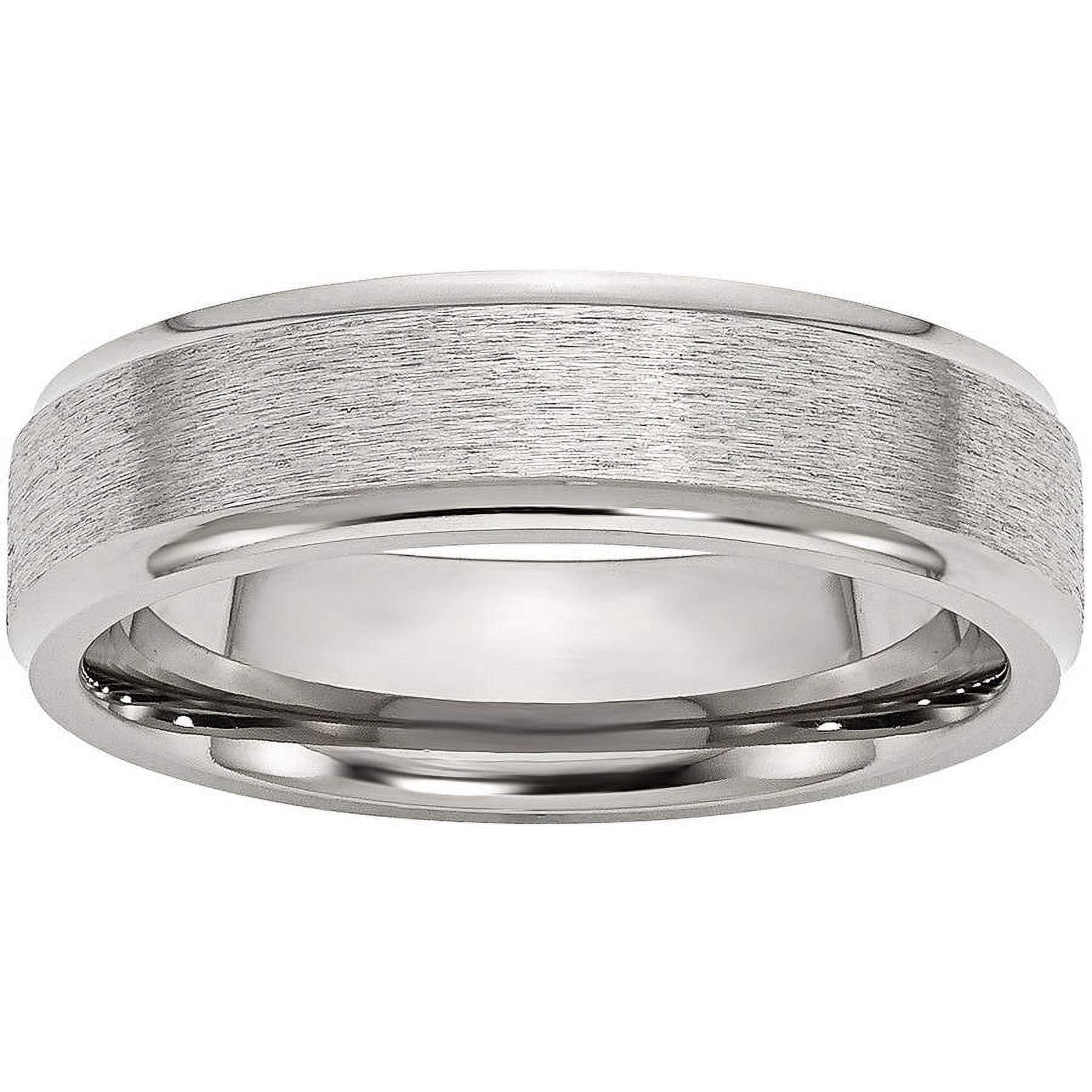 Primal Steel Stainless Steel with Satin Center 6mm Ridged Edge Band ...