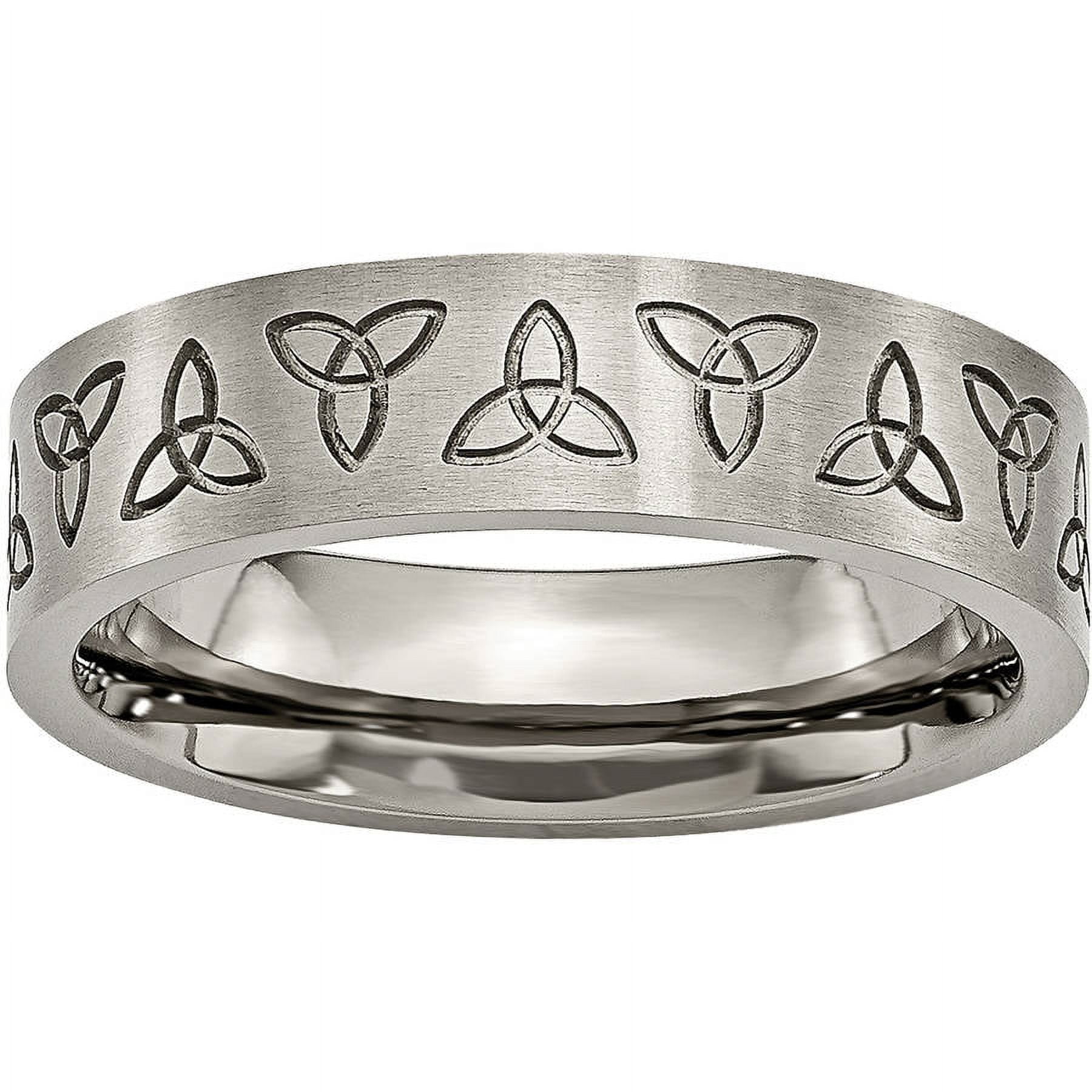 Primal Steel Titanium Brushed 6mm Trinity Symbol Flat Band - Walmart.com