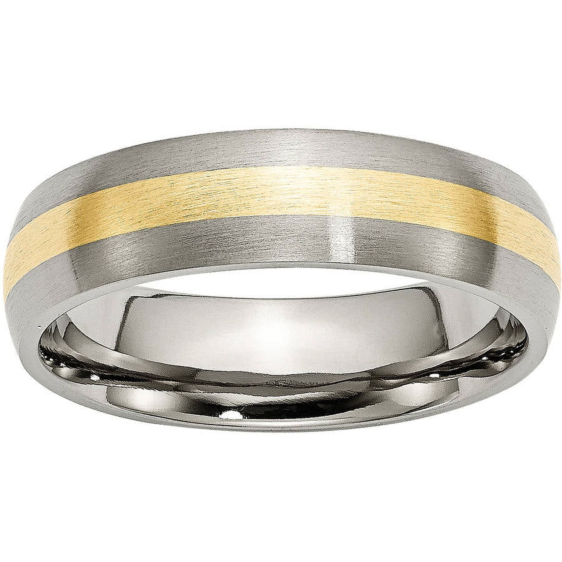 Primal Steel Titanium Brushed with 14K Yellow Inlay 6mm Band - Walmart.com