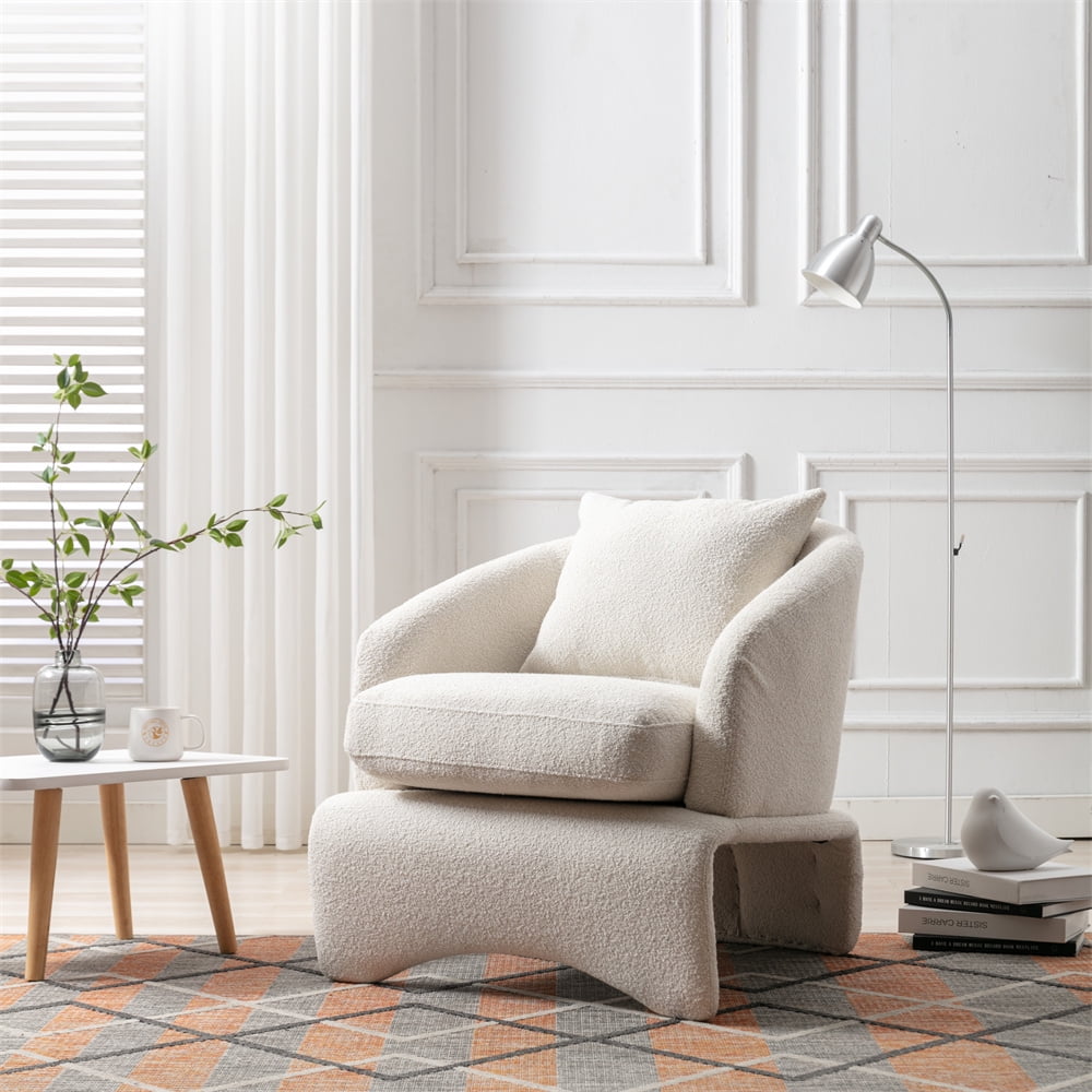 Primary Accent Chair, Modern Barrel Chair with Padded Seat and Curved ...