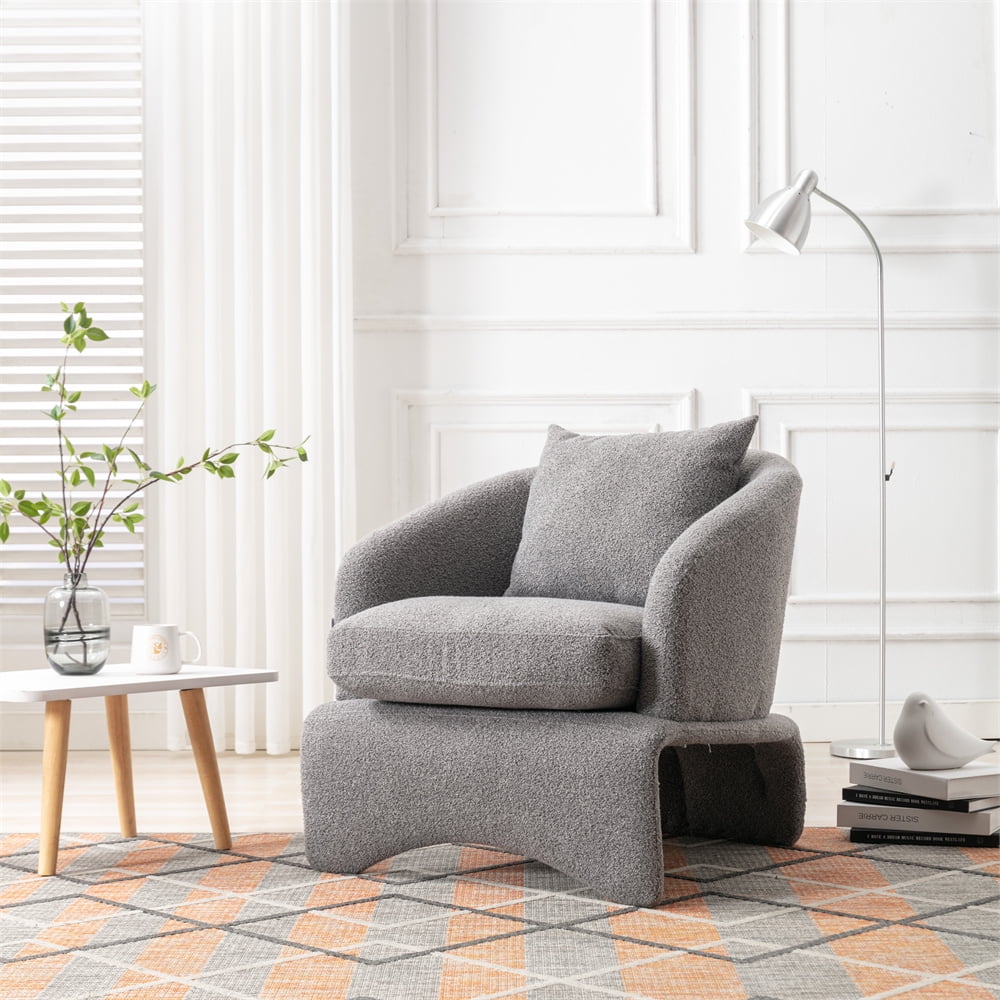 Primary Accent Chair, Modern Barrel Chair with Padded Seat and Curved ...