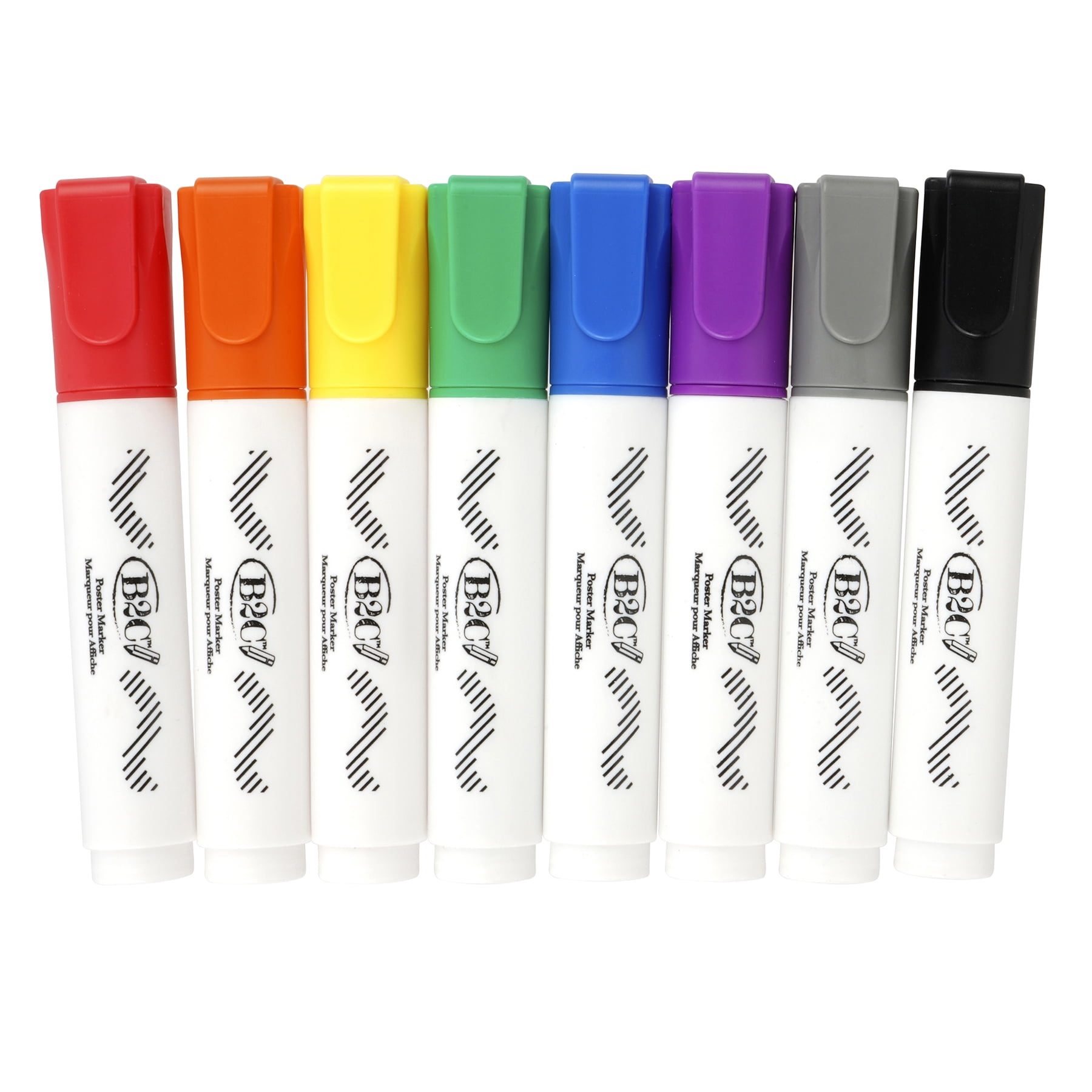 B2C‚Ñ¢ Set of 8 Assorted Primary Color Poster Markers with Chisel Point ...