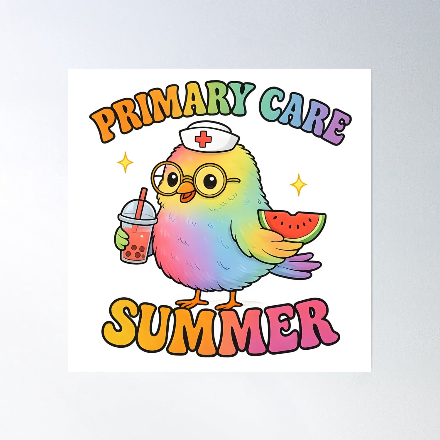 Primary Care Summer Cute Bird Nurse Poster Wall Art, Modern Wall Decor ...