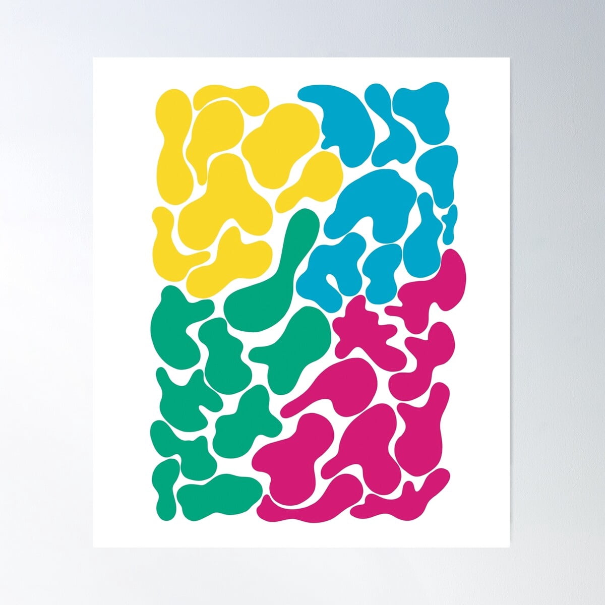 Primary Colour Blobs Poster Wall Art, Modern Wall Decor For Living Room ...