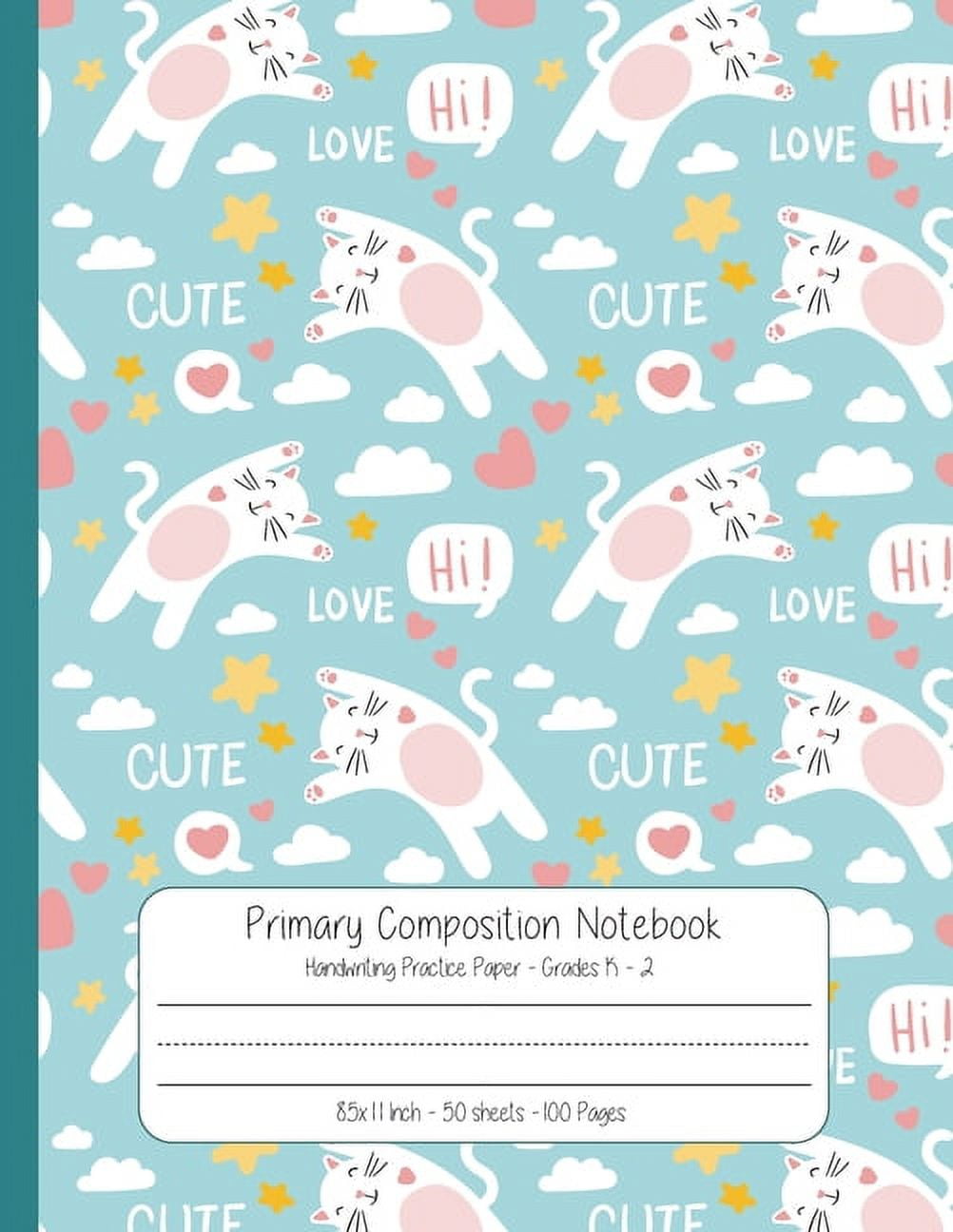 Primary Composition Notebook Handwriting Practice Paper: Cute Cat: with ...