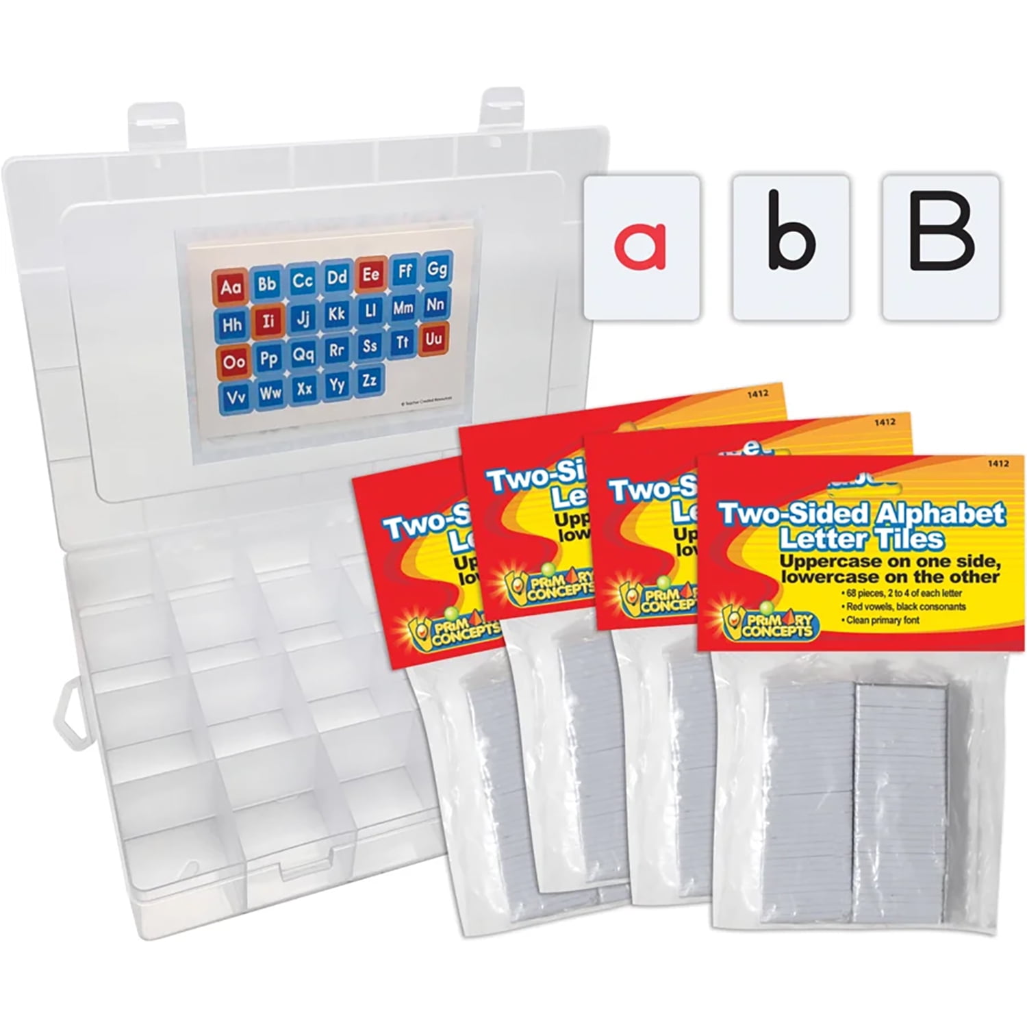 Primary Concepts Two-Sided Alphabet Letter Tiles, 4 Sets, 272 Pieces ...