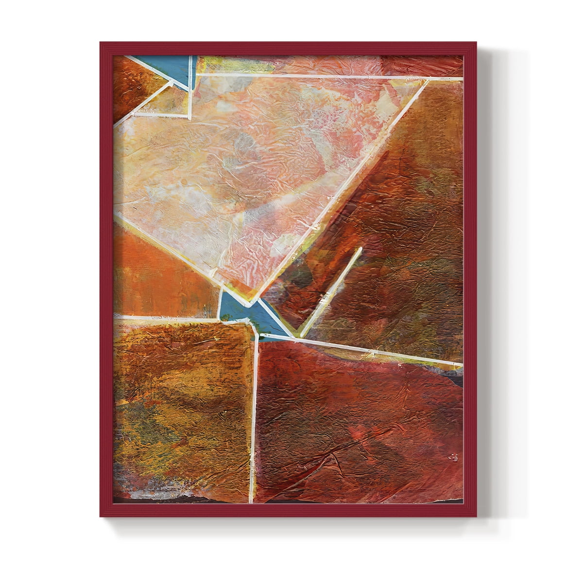 Primary Connection VIII Framed Print in Red Solid Wood Framed Print No ...
