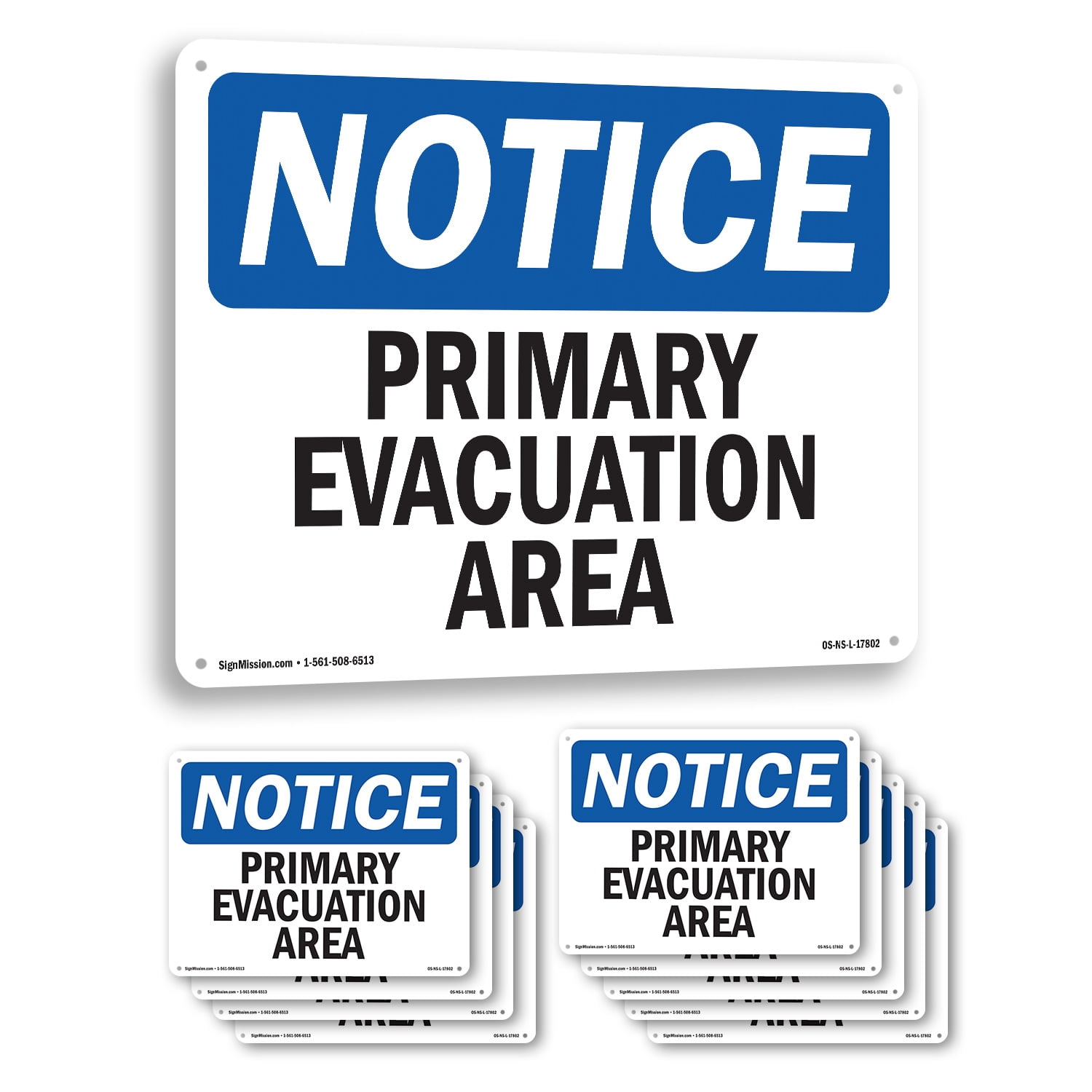 Primary Evacuation Area OSHA Notice Aluminum Sign 14 Inch x 10 Inch ...