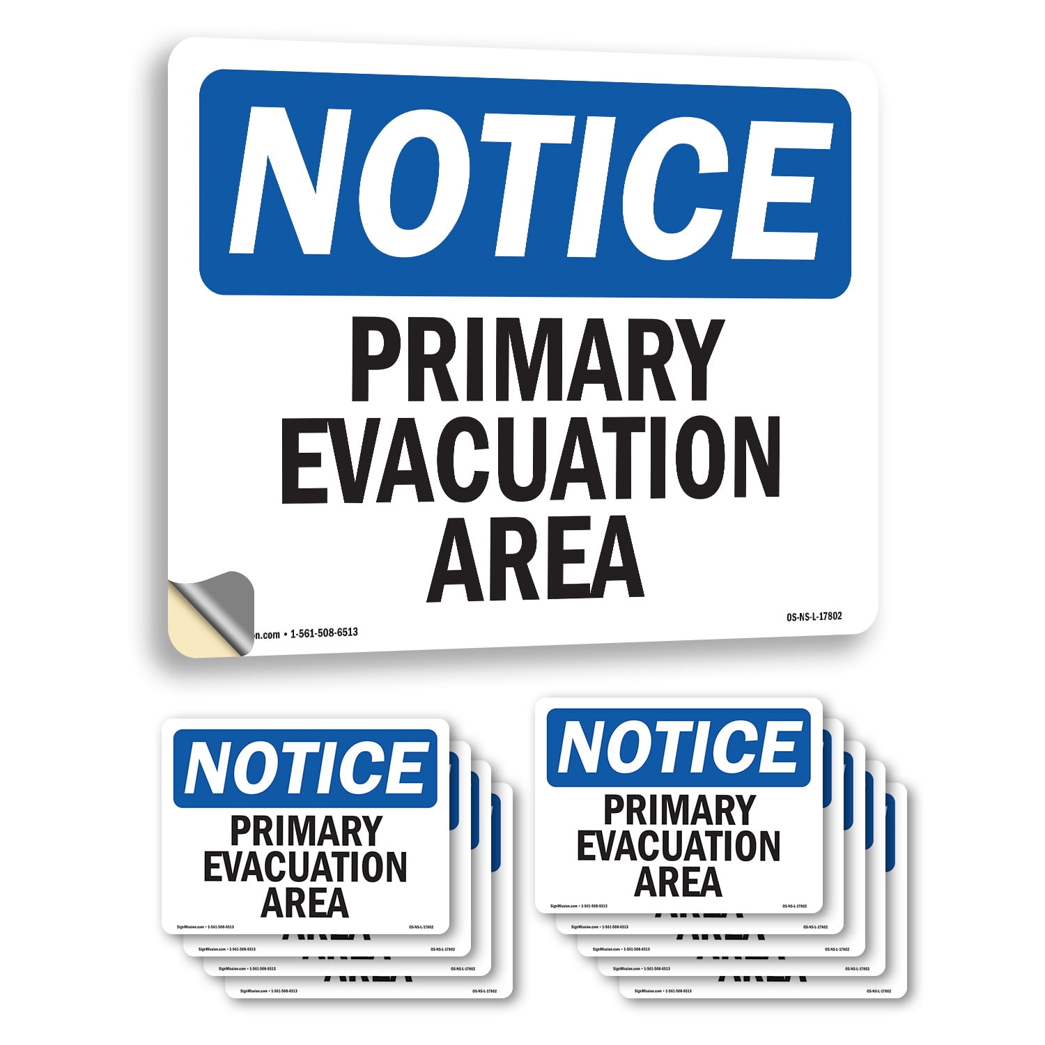 Primary Evacuation Area OSHA Notice Vinyl Decal Label 18 Inch x 12 Inch ...