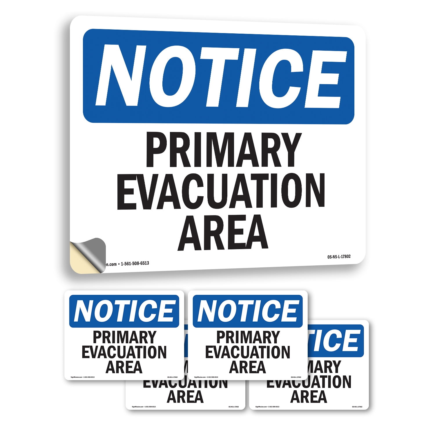 Primary Evacuation Area OSHA Notice Vinyl Decal Label 5 Inch x 3.5 Inch ...