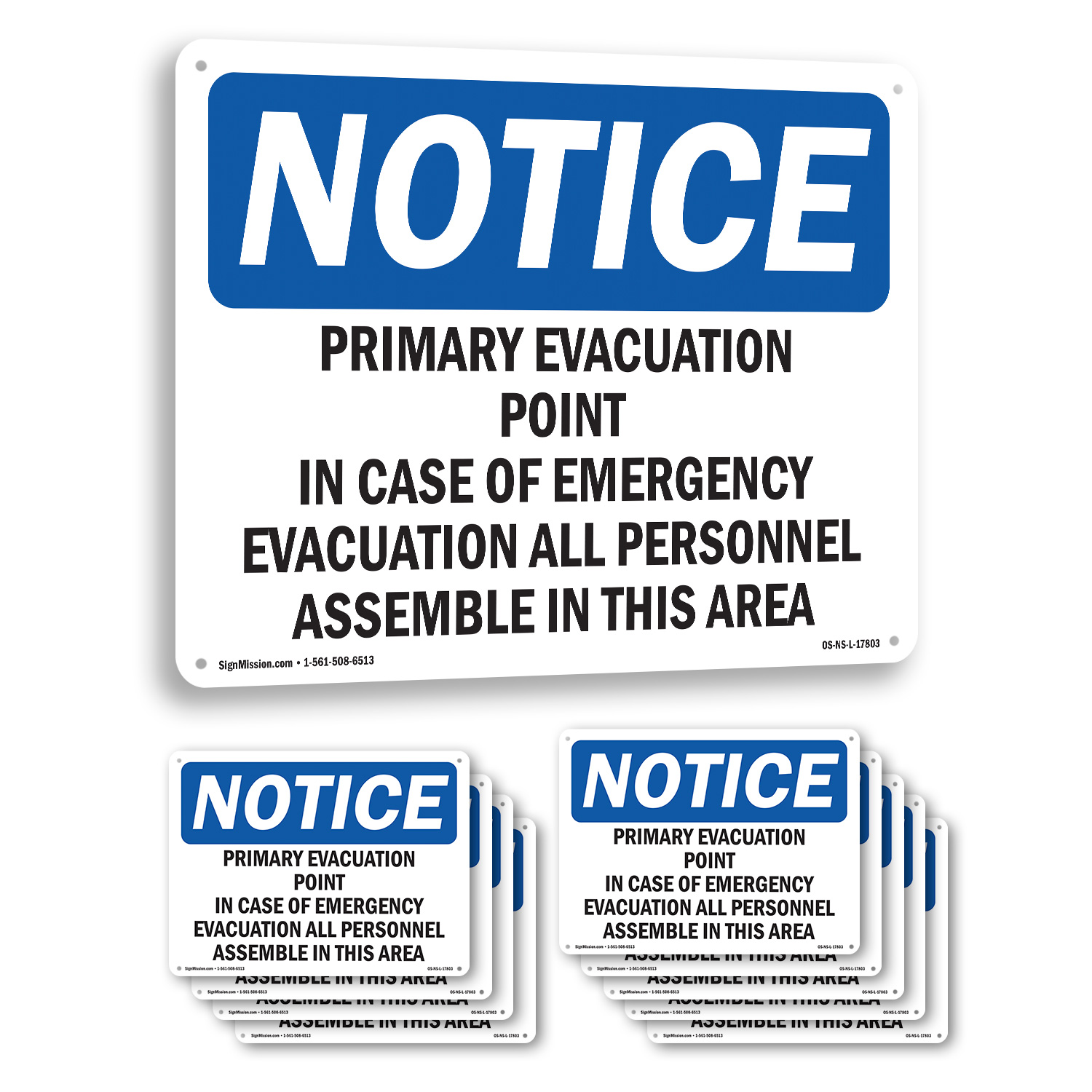 Primary Evacuation Point In Case Of Emergency OSHA Notice Aluminum Sign ...