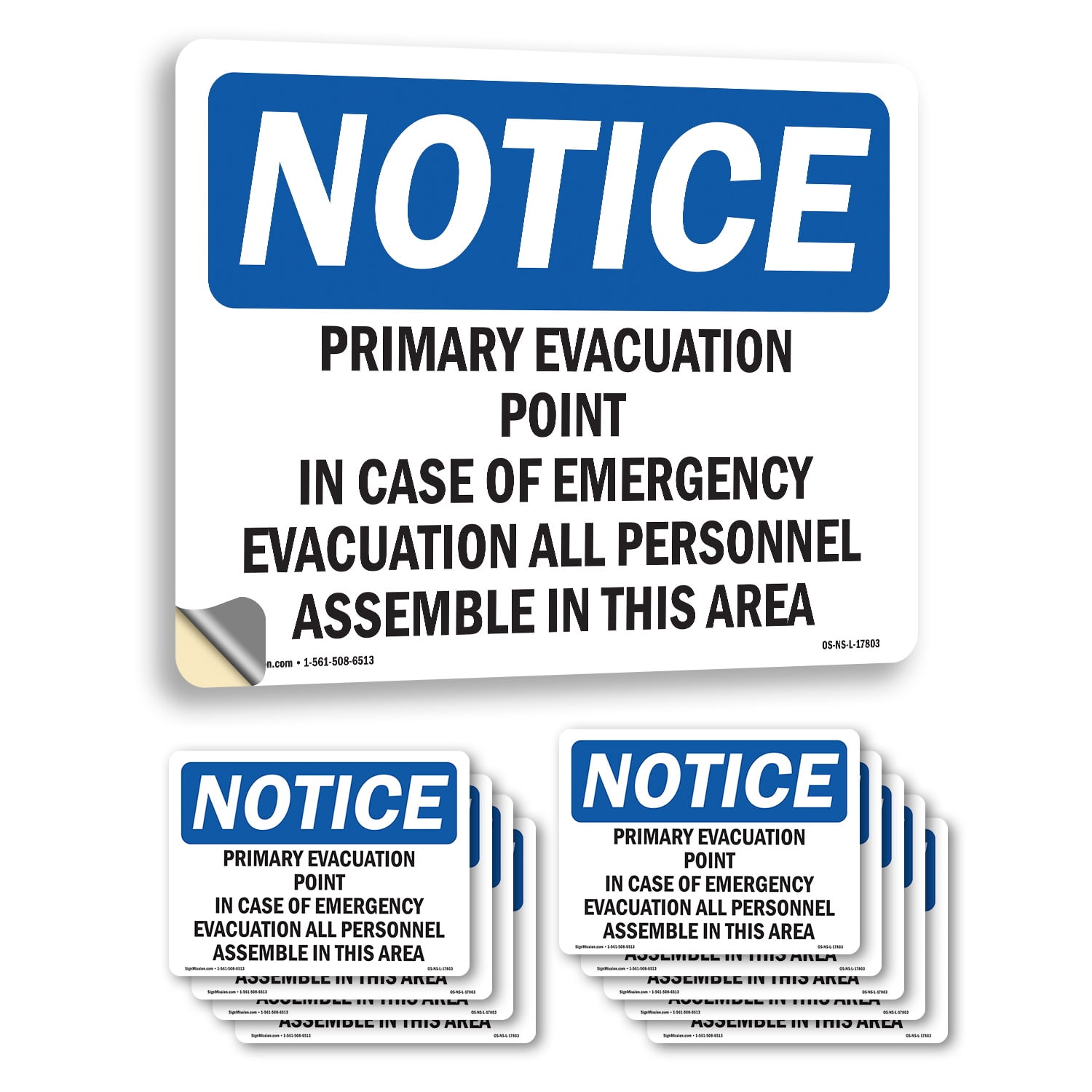 Primary Evacuation Point In Case Of Emergency OSHA Notice Vinyl Decal ...