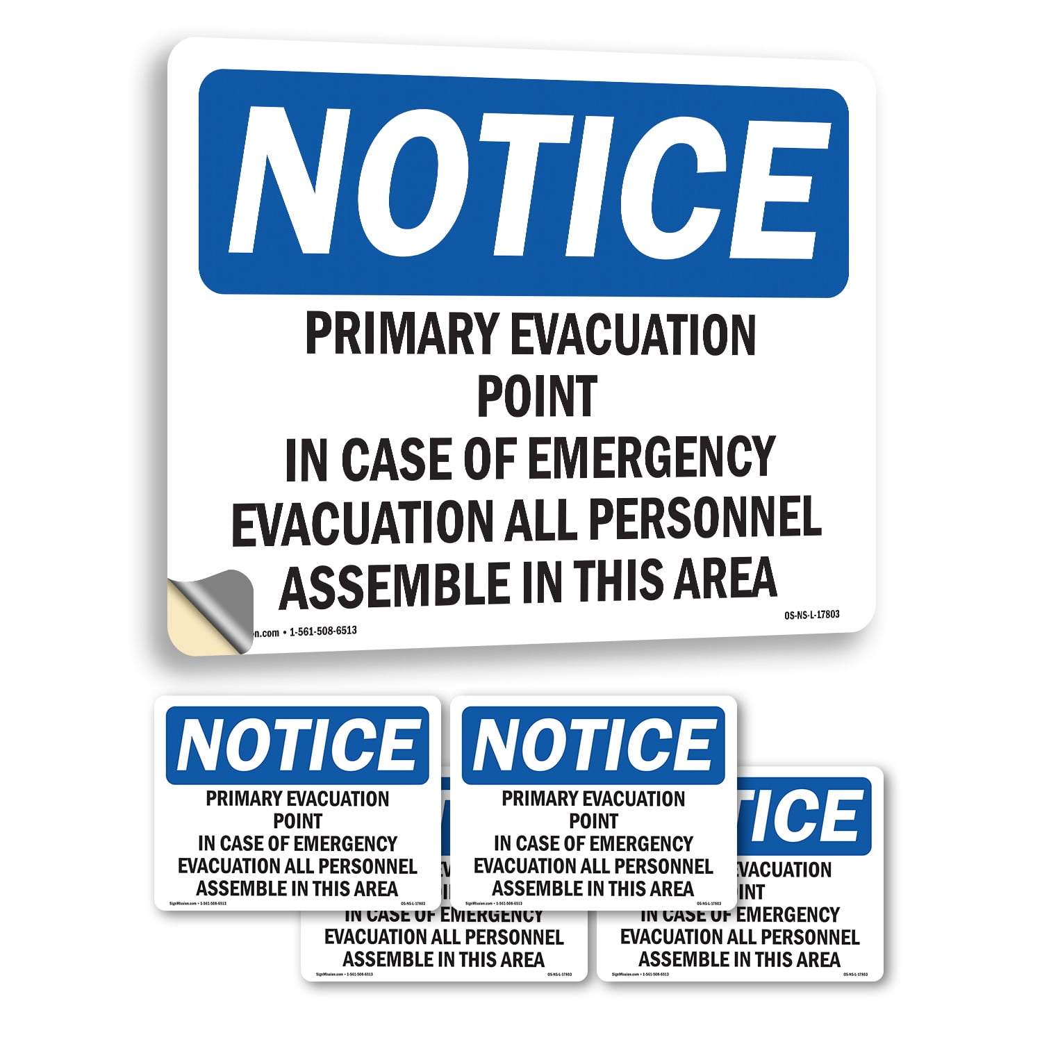 Primary Evacuation Point In Case Of Emergency OSHA Notice Vinyl Decal ...